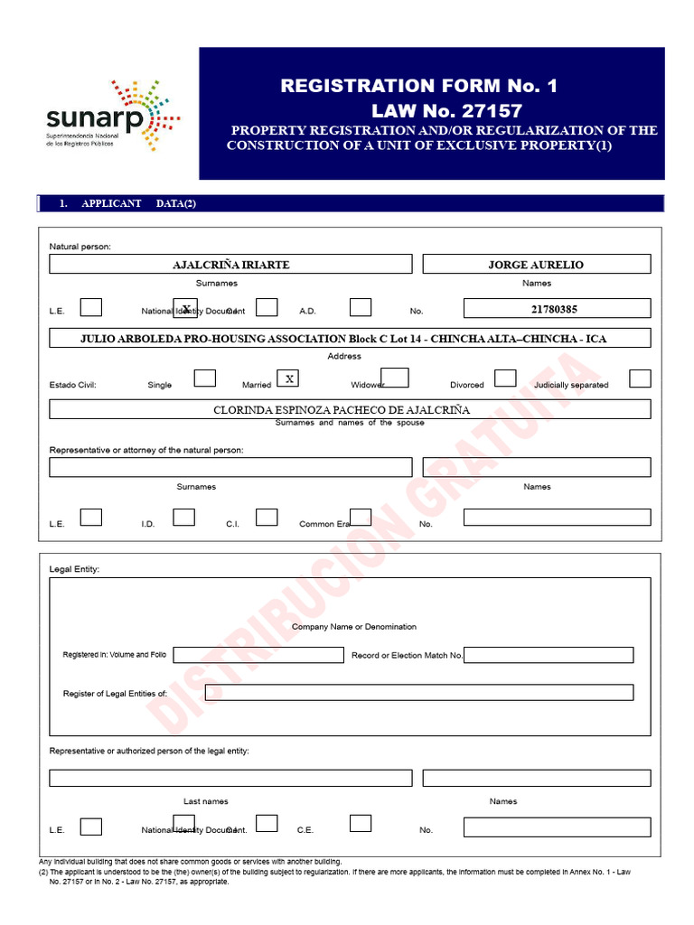 REGISTRATION FORM N° 1 | PDF | Notary Public | Common Law