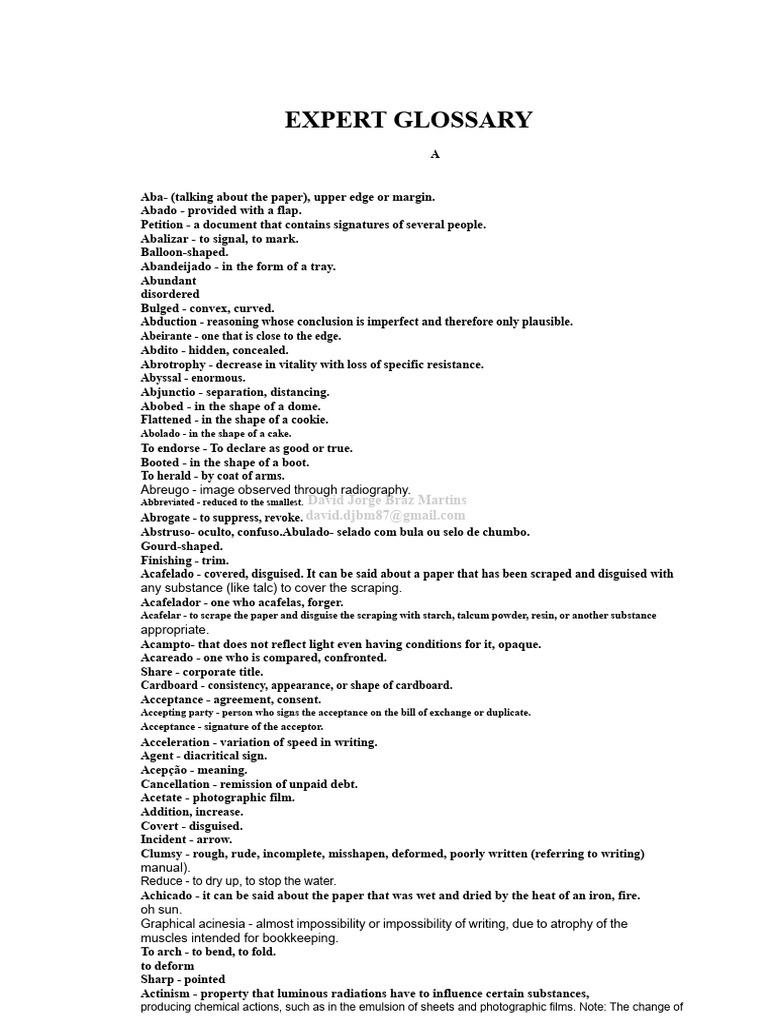 Expert Glossary of Writing Terms | PDF | Forgery | Graphology