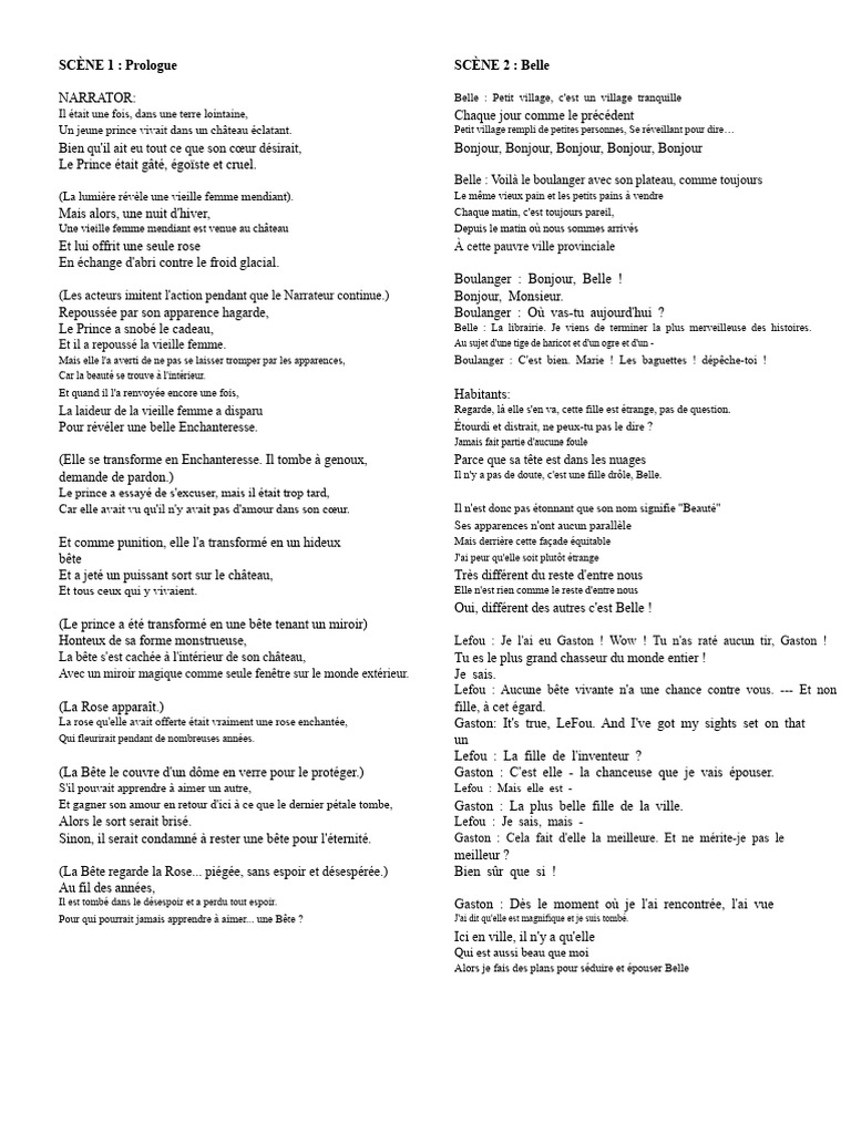 Belle et la Bête : Prologue et Conflits | PDF
