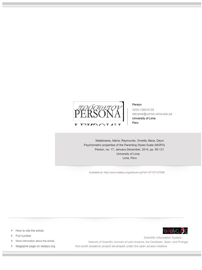 Parenting Styles Scale Mops - Matalinares | PDF | Attachment Theory ...