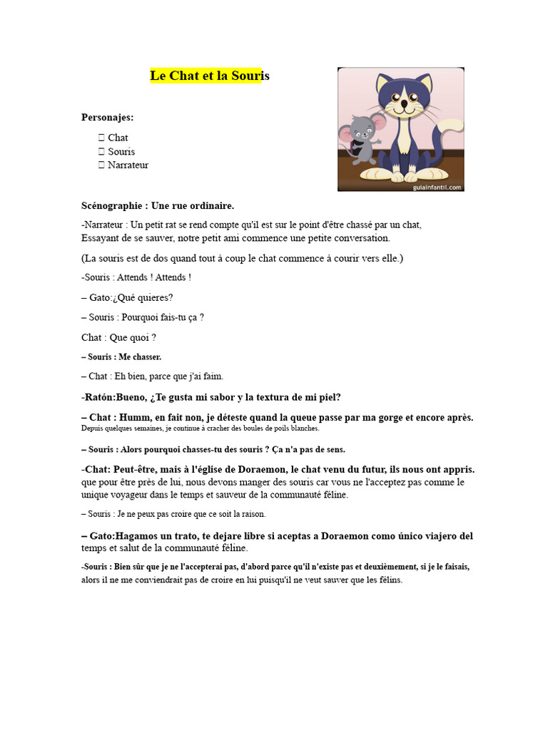 Dialogue comique entre Chat et Souris | PDF