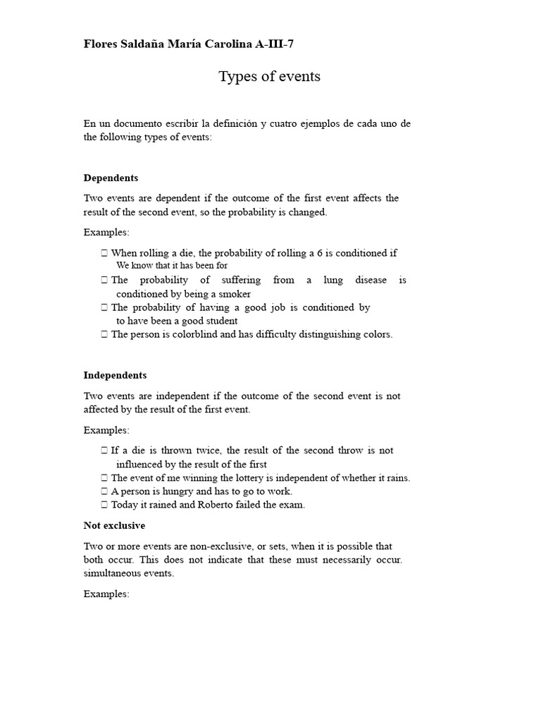 Types of Events_MCFS | PDF | Probability
