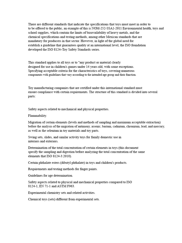 ISO 8124 Toy Safety Standards Overview | PDF | Paint | Textiles