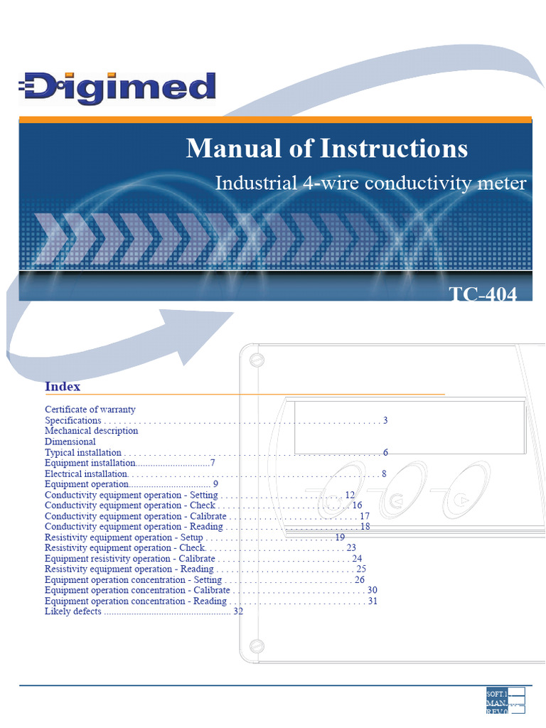 Manual TC404 - Digimed ETA Conductivity Meter | PDF | Electrical Resistivity And Conductivity ...