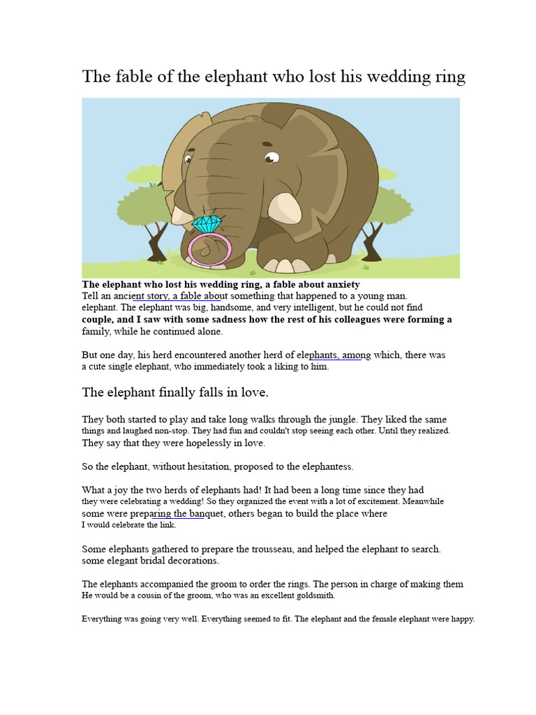 Elephant's Wedding Ring Fable on Stress | PDF | Thought | Elephant