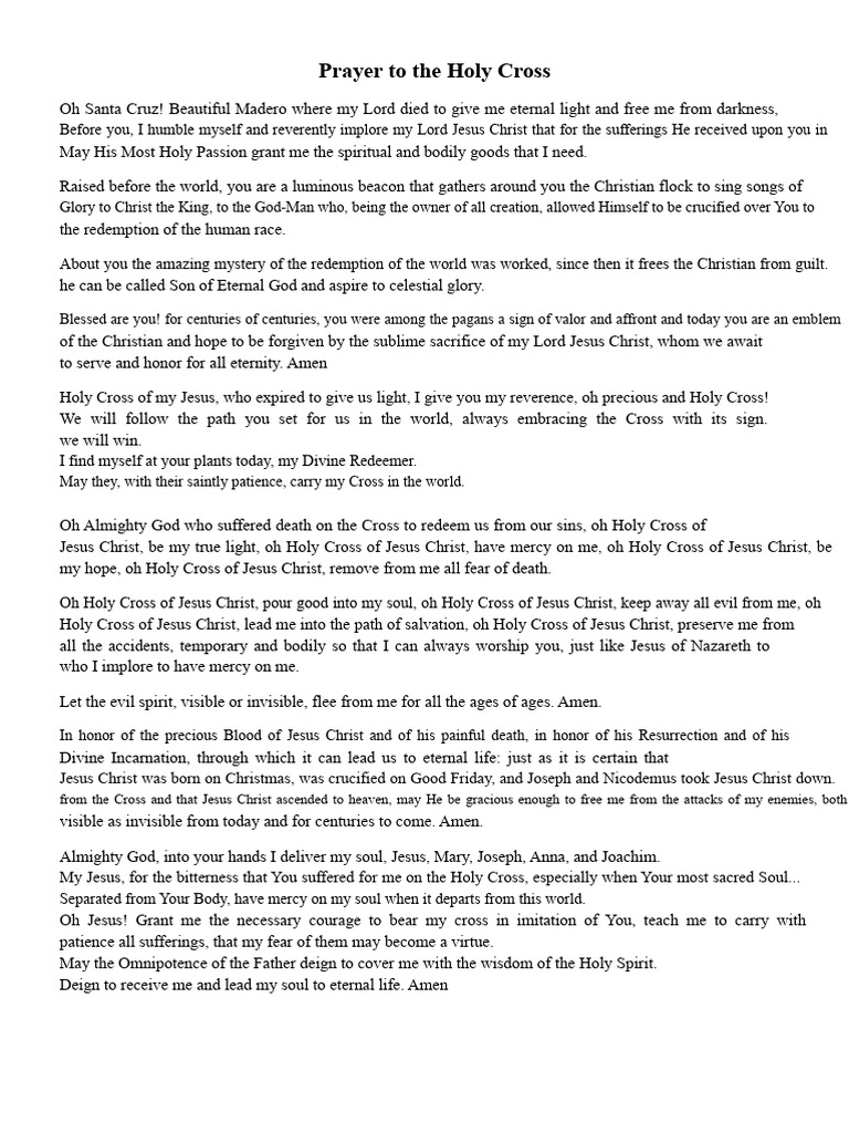 Prayer To The Holy Cross 1 | PDF | Jesus | Salvation