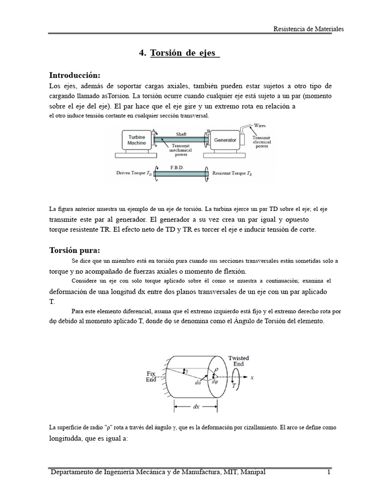 4. Torsión - Notas.pdf | PDF | Estrés (Mecánica) | Esfuerzo cortante