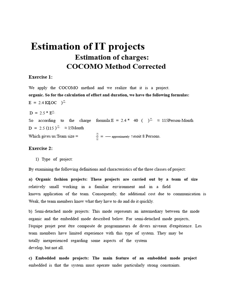 COCOMO Method for IT Project Estimation | PDF