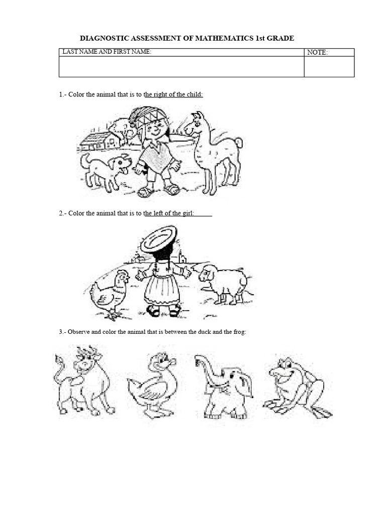 Diagnostic Evaluation of Mathematics 1ST Grade | PDF