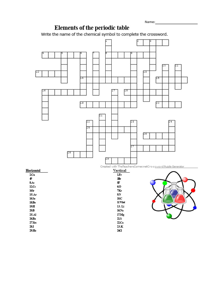 Periodic Table Crossword Puzzle | PDF