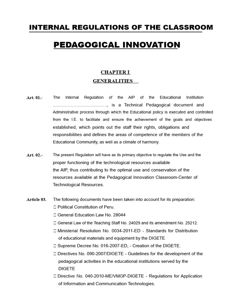 Internal Regulations AIP 2021-1 | PDF | Educational Technology | Teachers