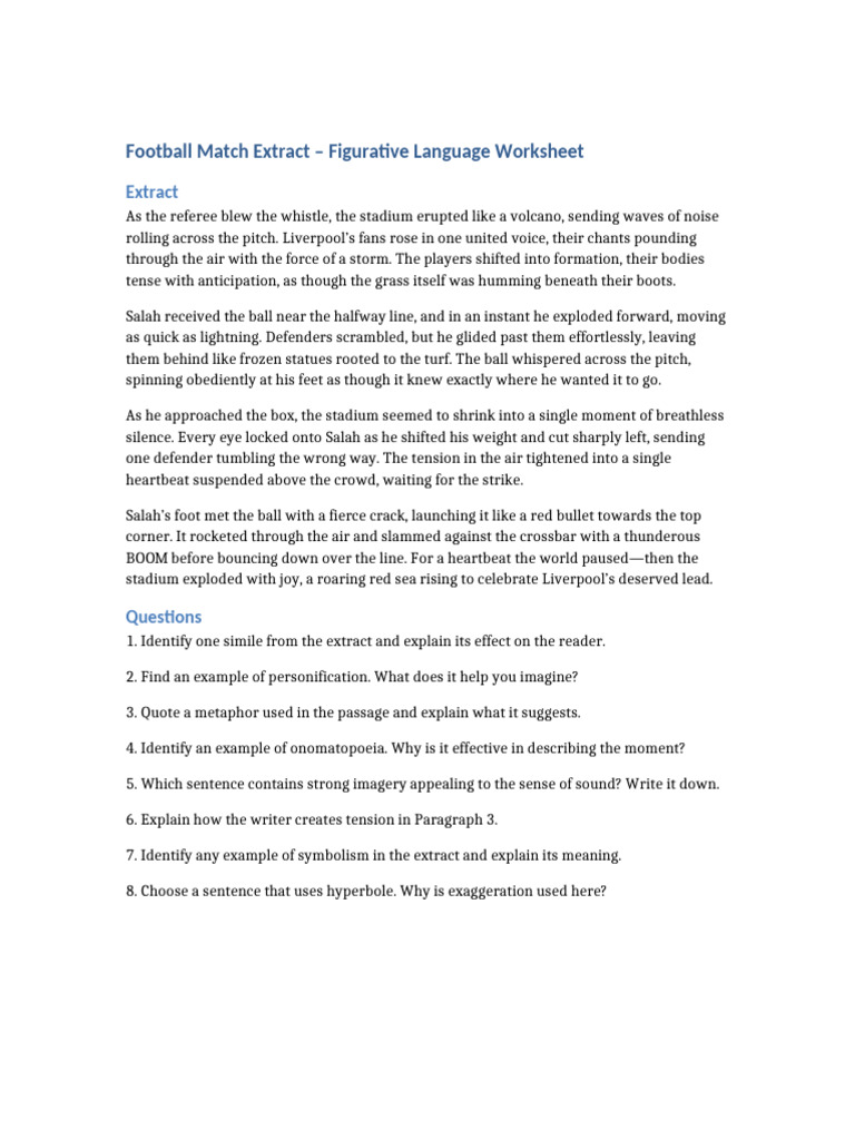 Figurative Language in Football Match | PDF
