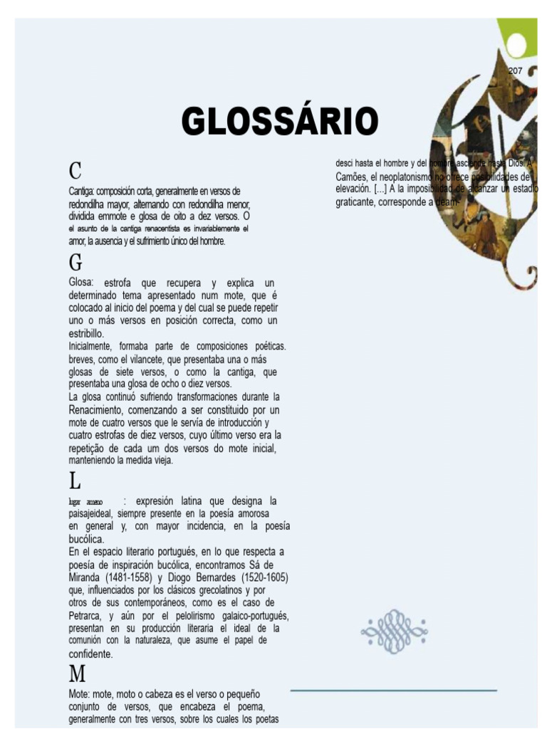 Glosario de Términos Literarios Portugueses | PDF | Poesía