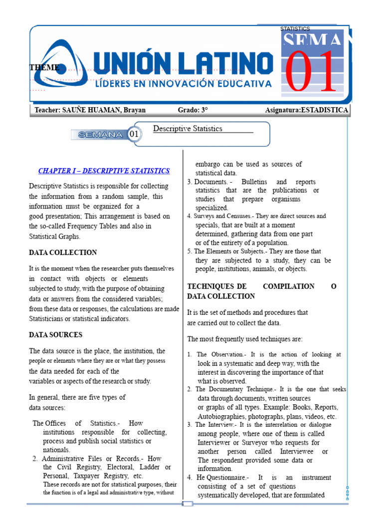 Statistics 3rd Year of Secondary School | PDF | Statistics | Histogram