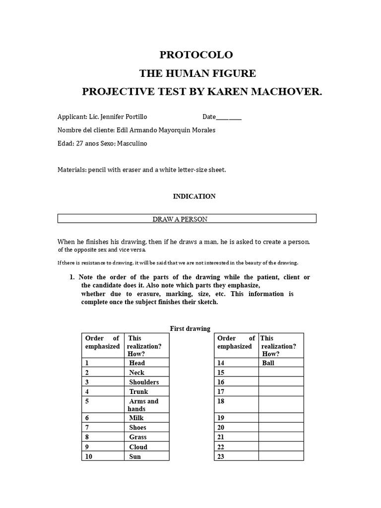 Human Figure Protocol Machover Pdf