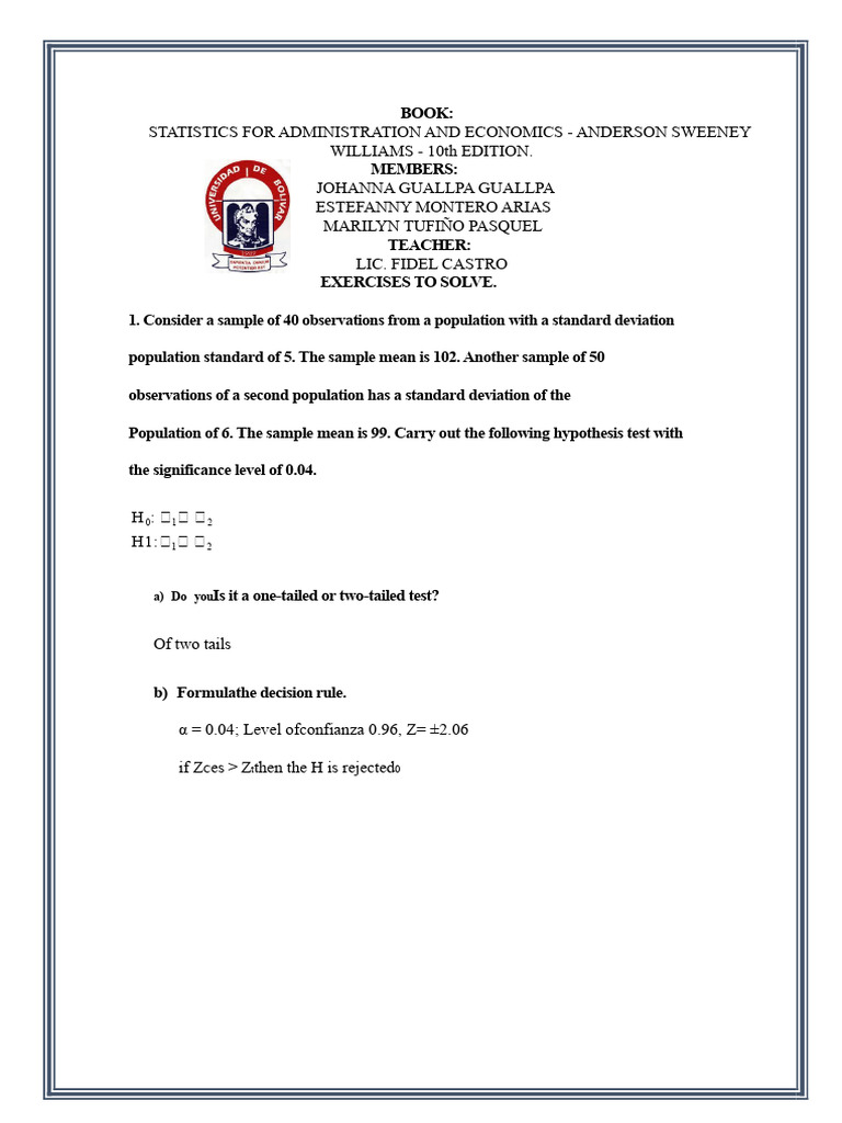 Chapter 11 Hypothesis Testing For Two Samples PDF | PDF | Statistical ...