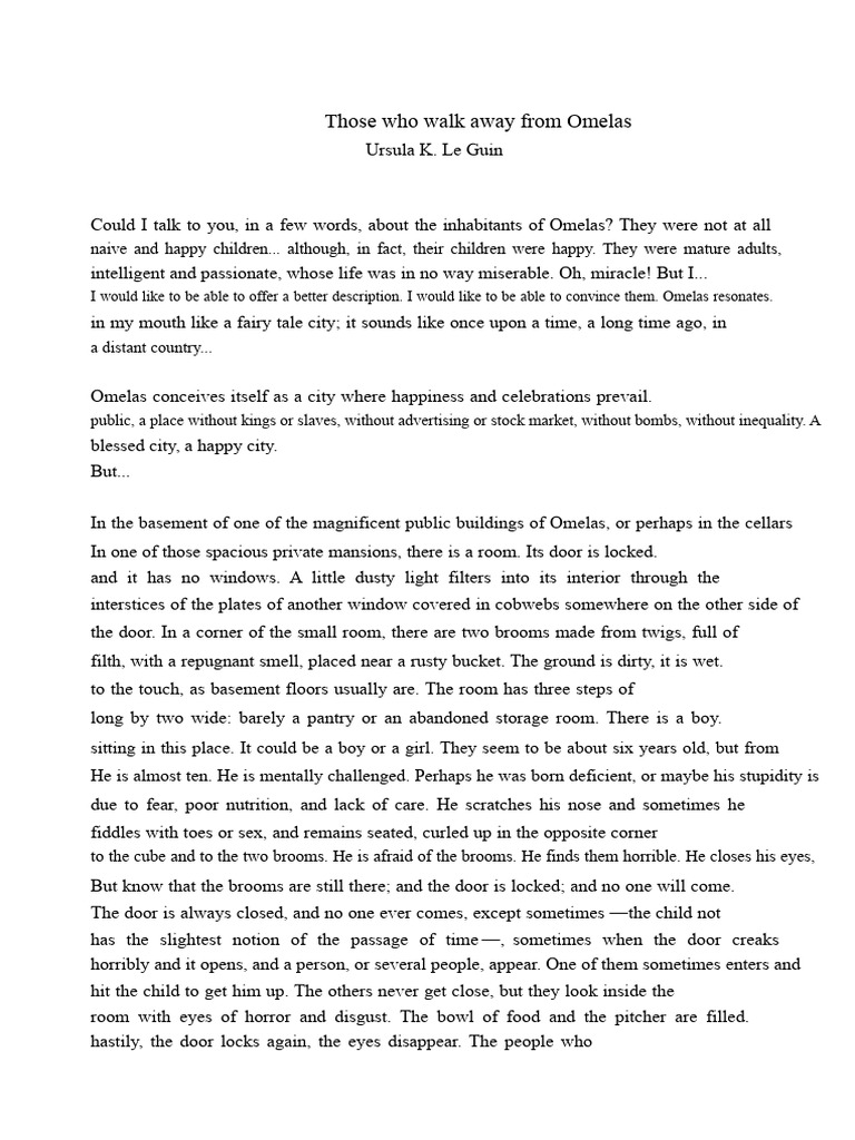 Those Who Walk Away From Omelas, Le Guin PDF | PDF