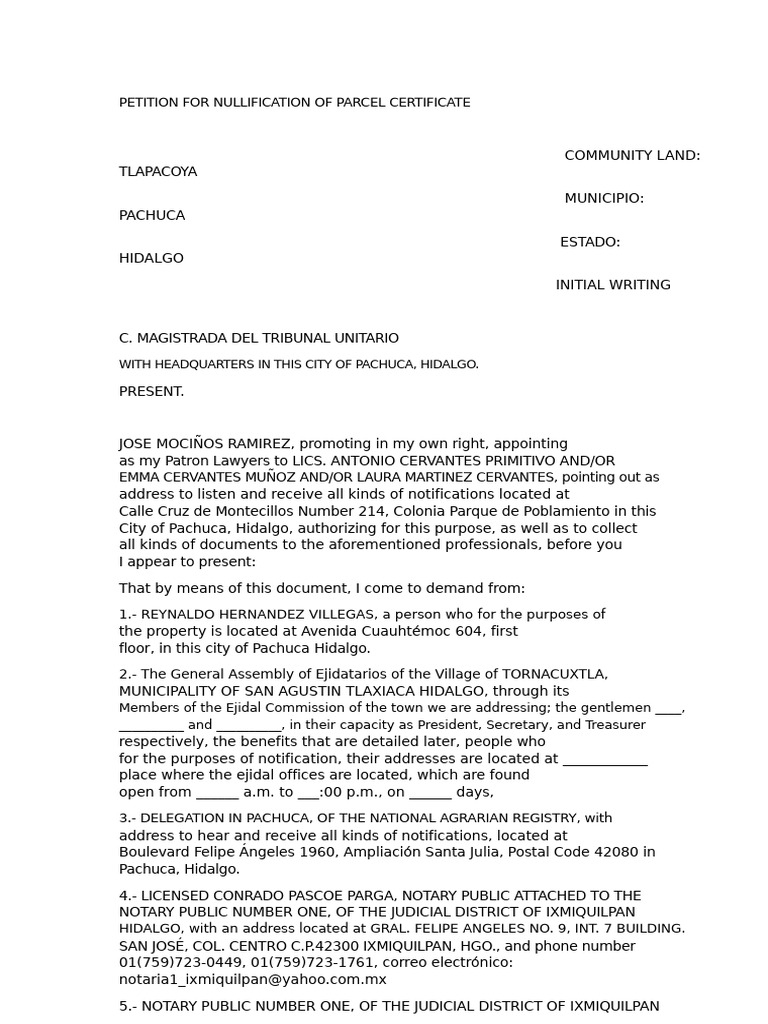 Petition For Nullity of Parcel Certificate | PDF | Notary Public | Justice