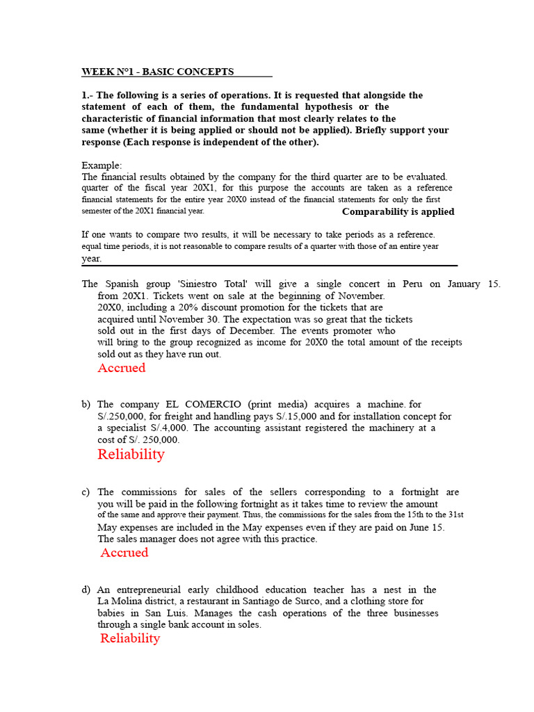 Exercises On Accounting Principles | PDF | Going Concern | Economies