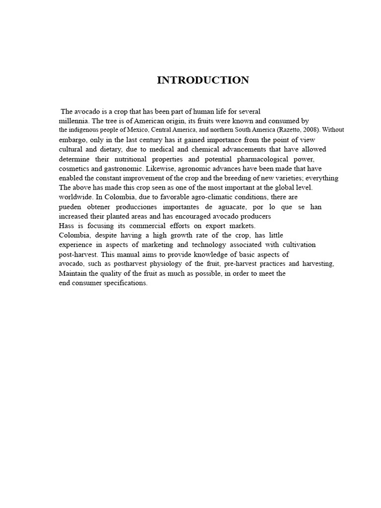 INTRODUCTION.docx | PDF | Avocado