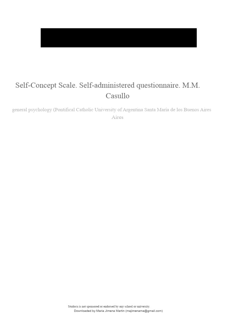 Scale Self Concept Self Administered Questionnaire MM Casullo | PDF ...