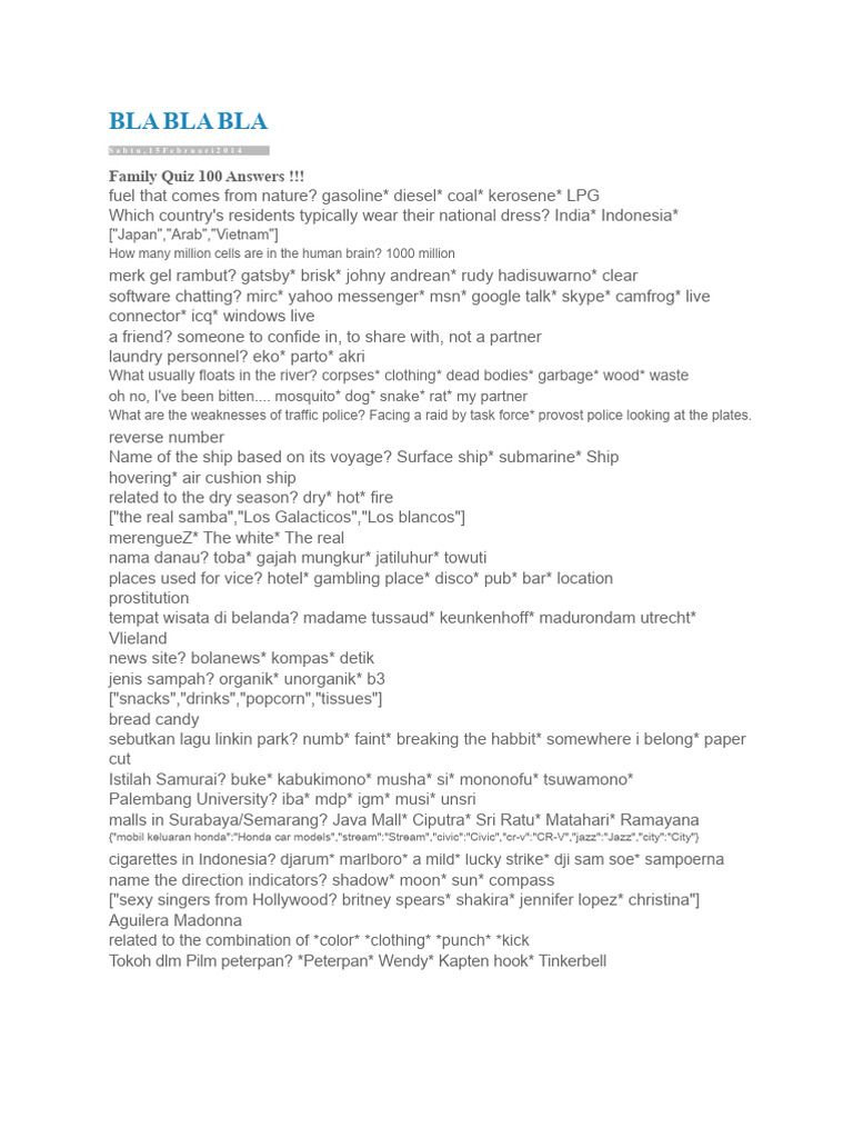 Fambot Answer Key | PDF