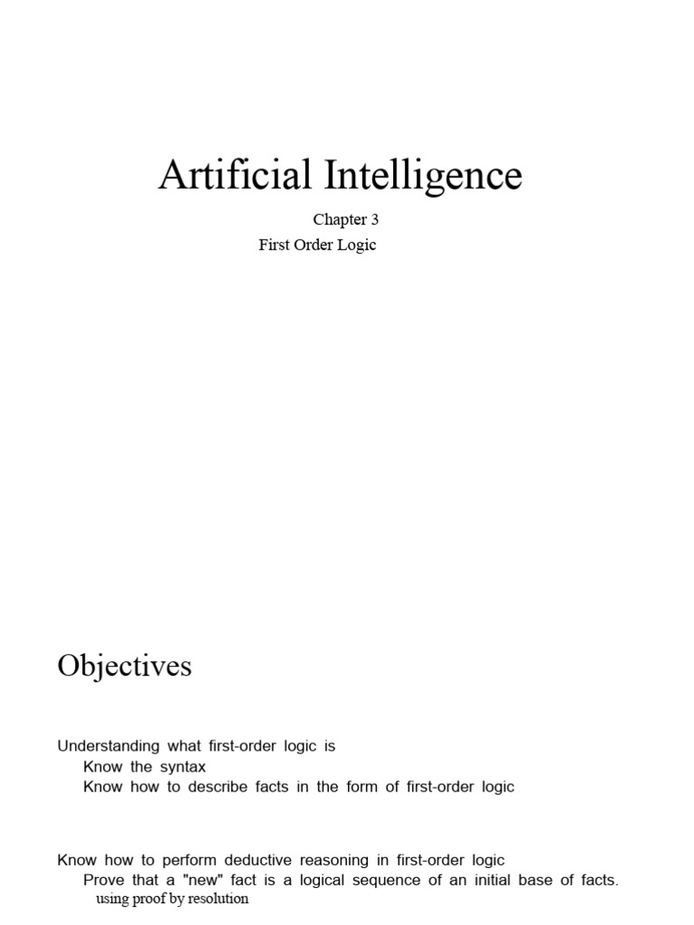 First Order Logic in AI: A Guide | PDF | First Order Logic | Logic