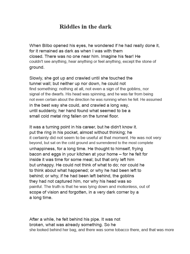 Riddles in the Dark.pdf | PDF | Bilbo Baggins | The Hobbit