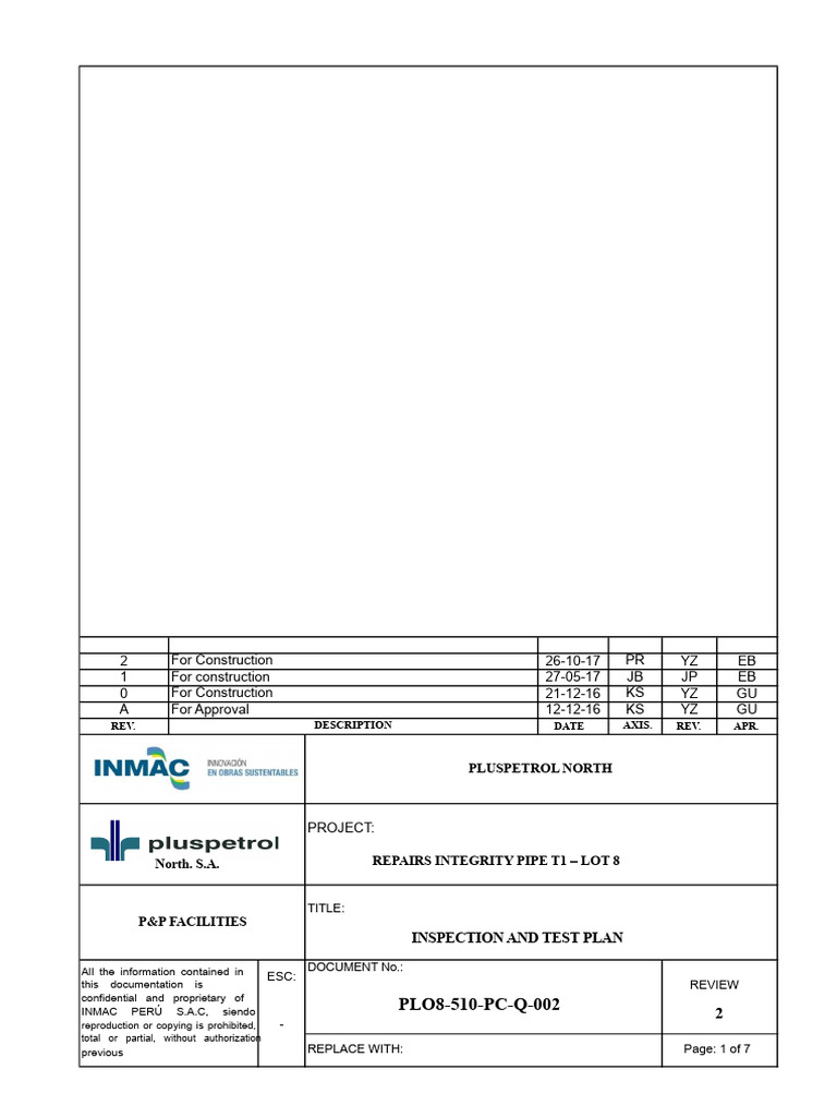 Piping Inspection Plan | PDF | Pipe (Fluid Conveyance) | Nondestructive ...