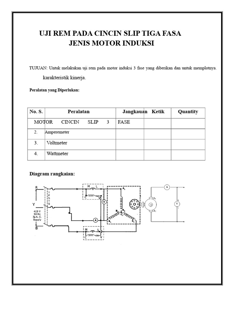 Uji Rem Motor Induksi 3 Fase | PDF
