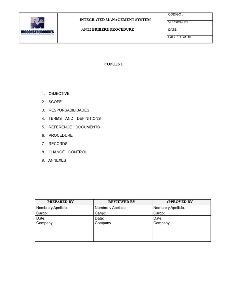 Anti-Bribery Procedure | PDF | Regulatory Compliance | Bribery