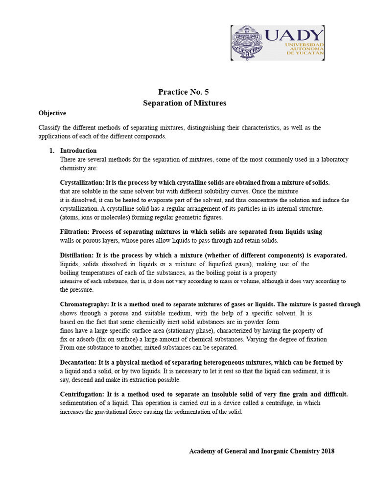Practice Separation of Mixtures | PDF | Mixture | Crystallization