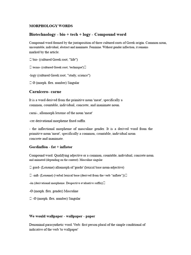 WORDS MORPHOLOGY (1) | PDF | Word | Morphology (Linguistics)
