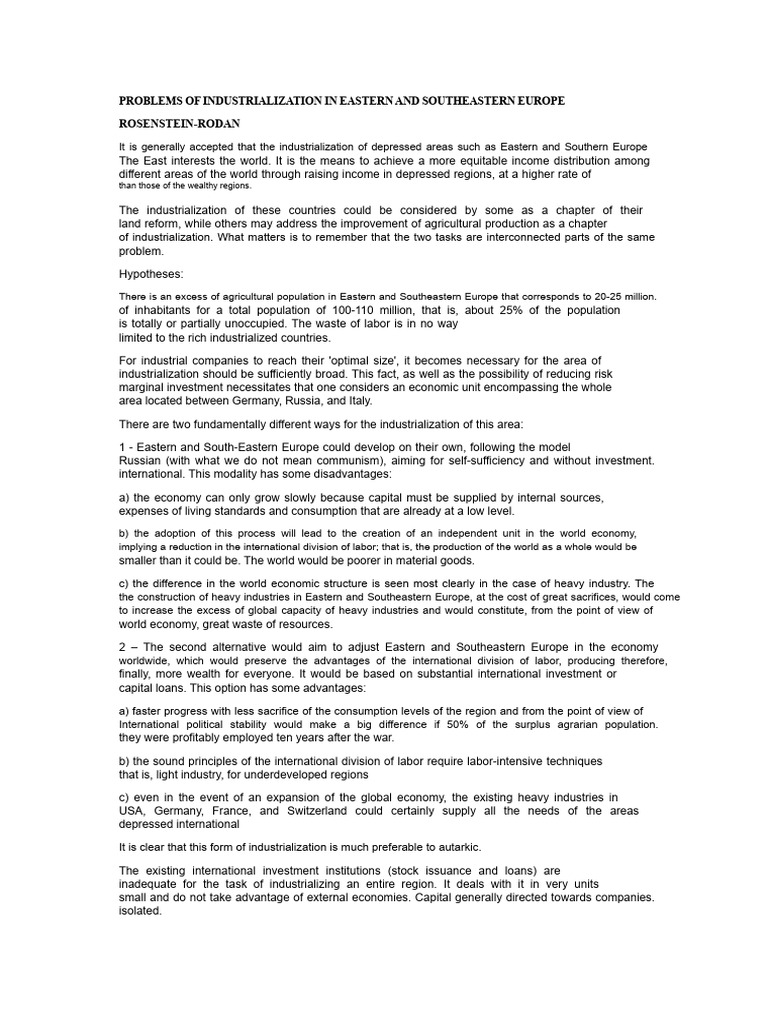 Problems of Industrialization in Eastern and Southeastern Europe | PDF ...