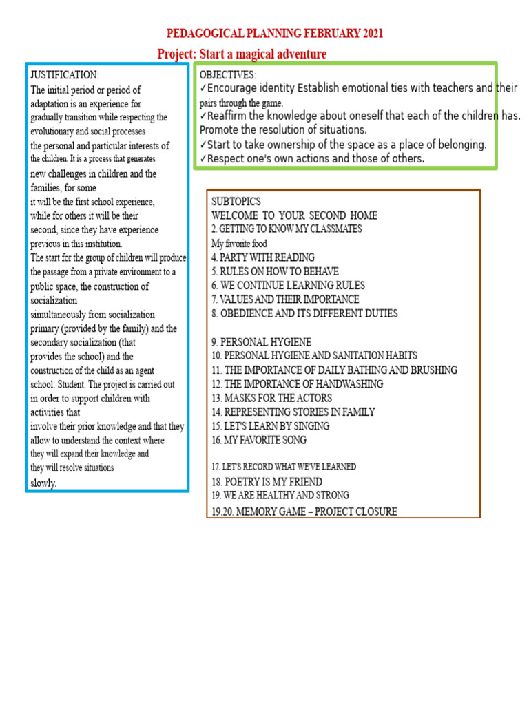 February 2021 Pedagogical Planning Guide | PDF | Socialization | Pedagogy