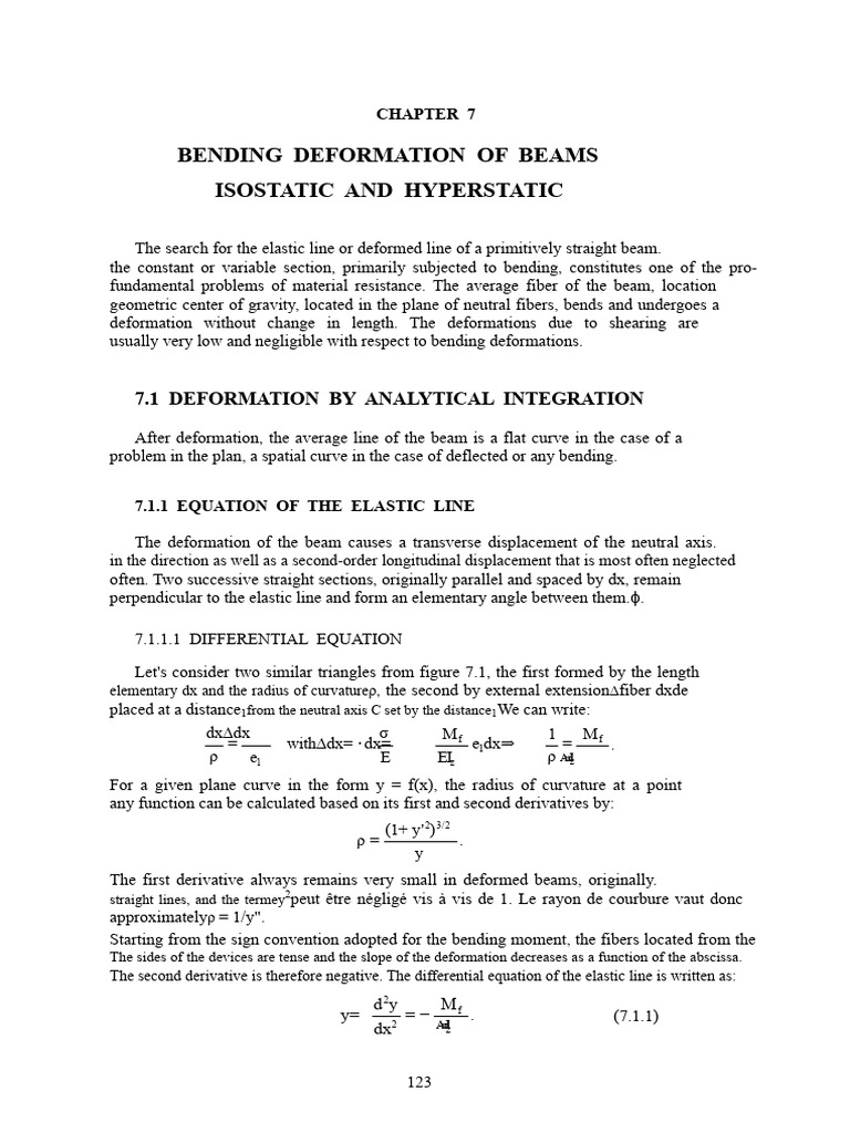 Chapter 7 BENDING DEFORMATION OF BEAMS | PDF | Bending | Beam (Structure)
