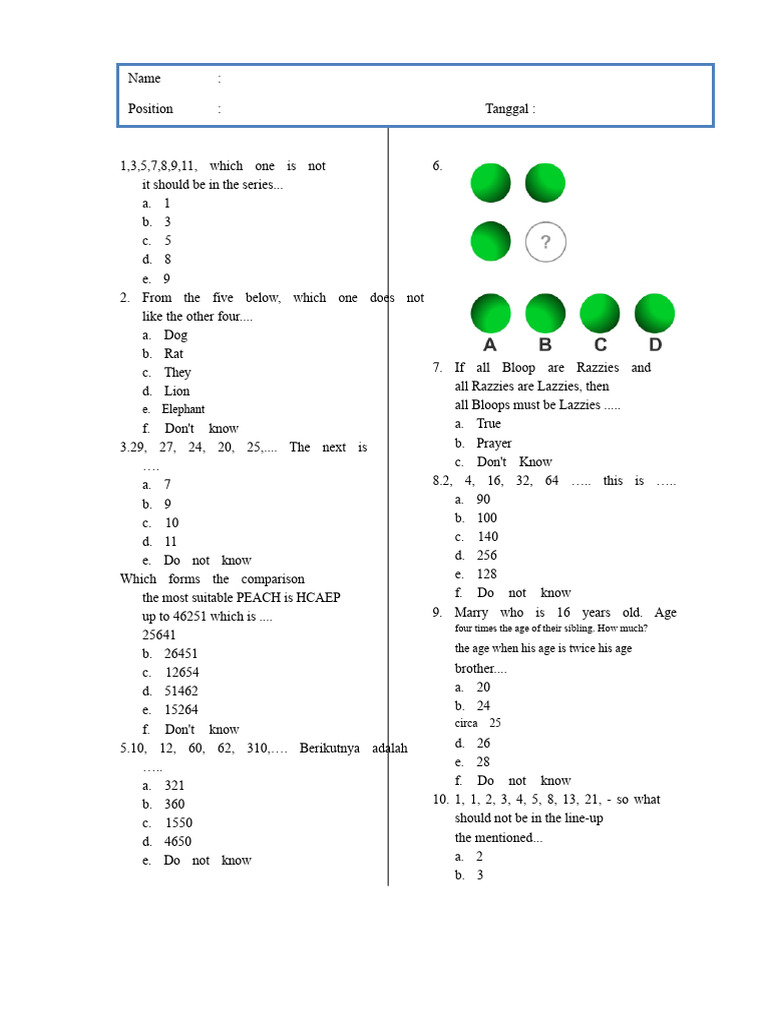 Test IQ Areal Me 2015 | PDF | Logic