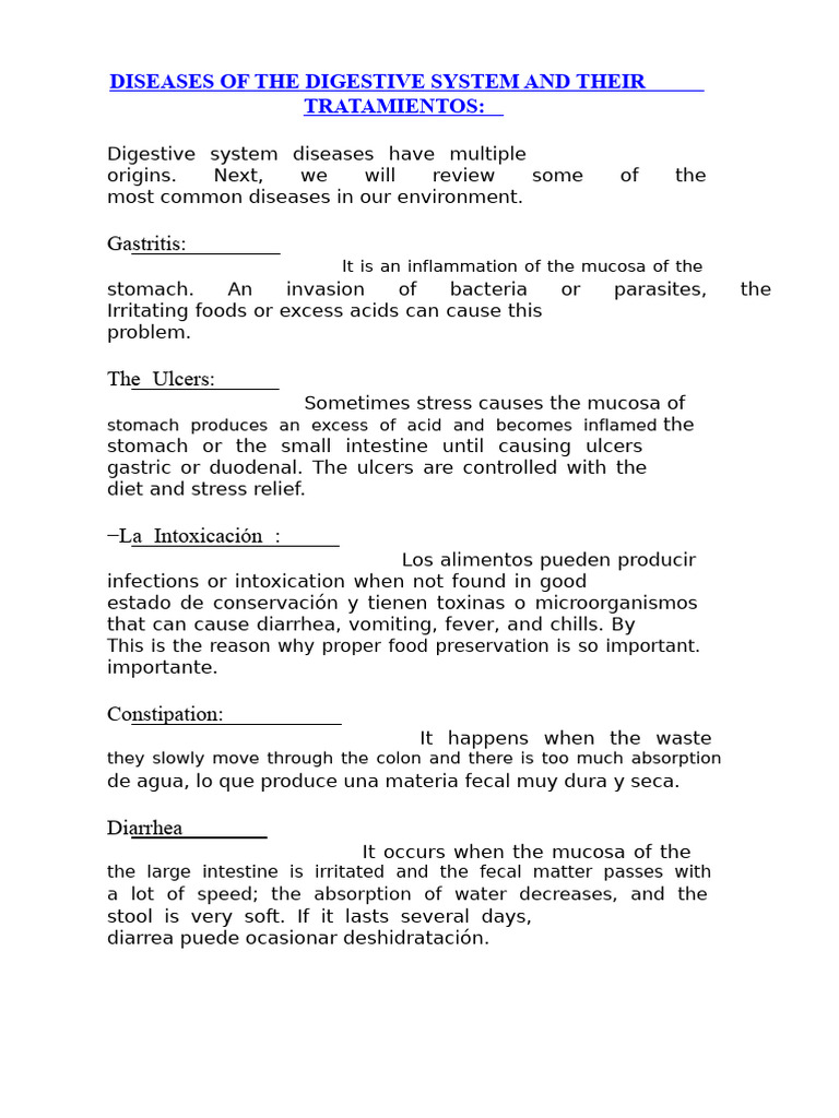 Digestive System Diseases Overview | PDF | Diarrhea | Gastrointestinal ...