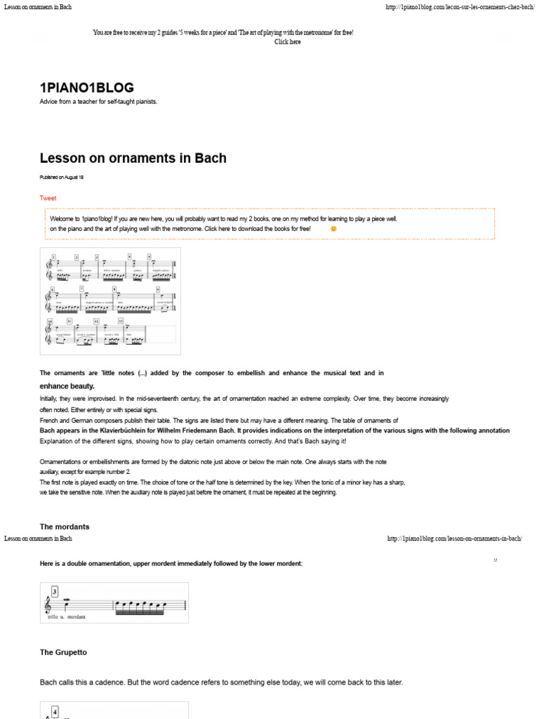 Lesson On Ornaments in Bach | PDF | Music Theory | Musical Compositions
