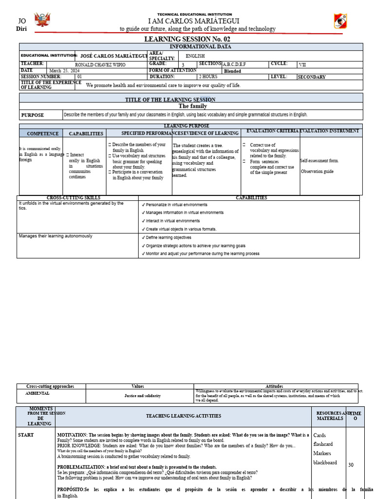 Family Descriptions in English Lesson | PDF | Learning | English Language