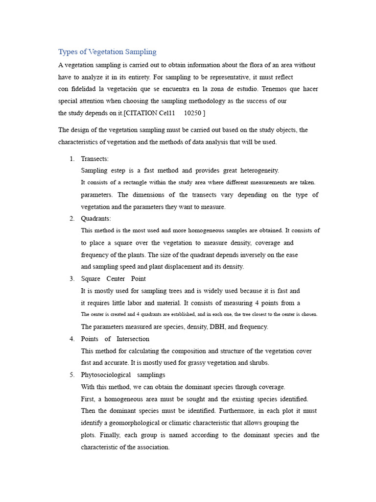 Vegetation Sampling Methods Explained | PDF | Sampling (Statistics ...