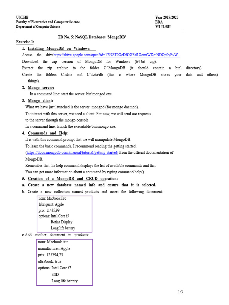 TD 05 | PDF | Mongo Db | Command Line Interface