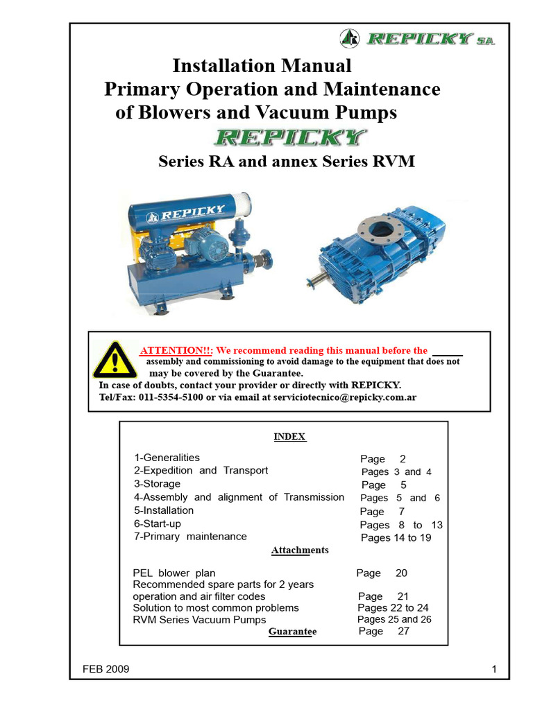 Blower and Vacuum Pump Installation Guide | PDF | Belt (Mechanical) | Valve