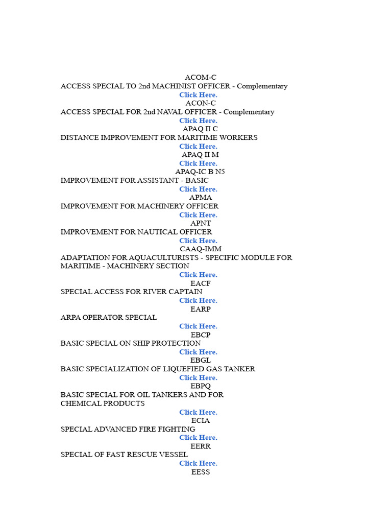 Acronyms For Maritime Courses | PDF | Ships | Naval Warfare
