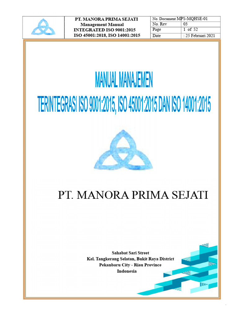 Manual Pt. Manora Prima Sejati | PDF | Quality Management | Quality ...