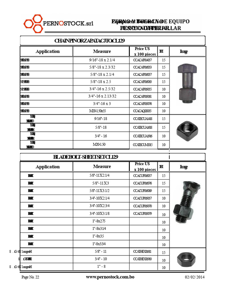 Heavy Equipment Bolts and Nuts Catalog | PDF | Screw | Mechanical ...