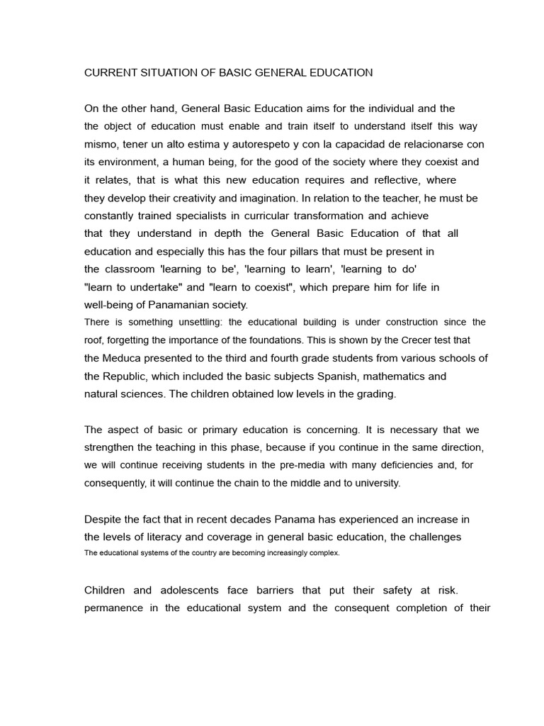 Current situation of general basic education | PDF | Child Development ...