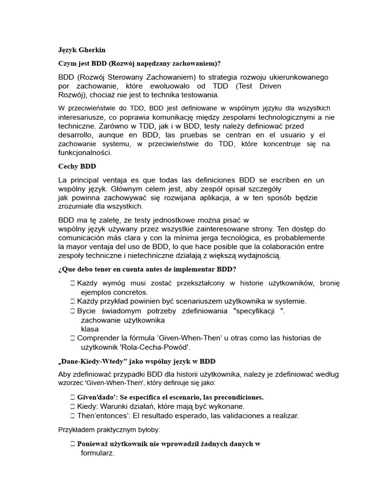 Język Gherkin | PDF