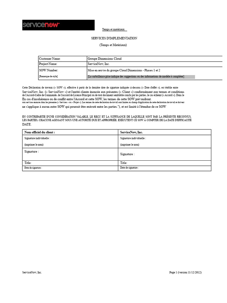 Mise en œuvre Cloud Dimensions SOW | PDF | Consultant | Application