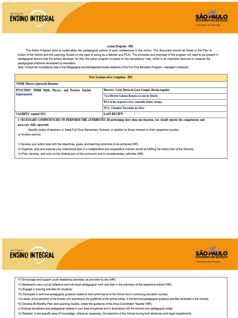 Action Program PEI 2022 Marcos Romano CORRECTED | PDF | Curriculum ...